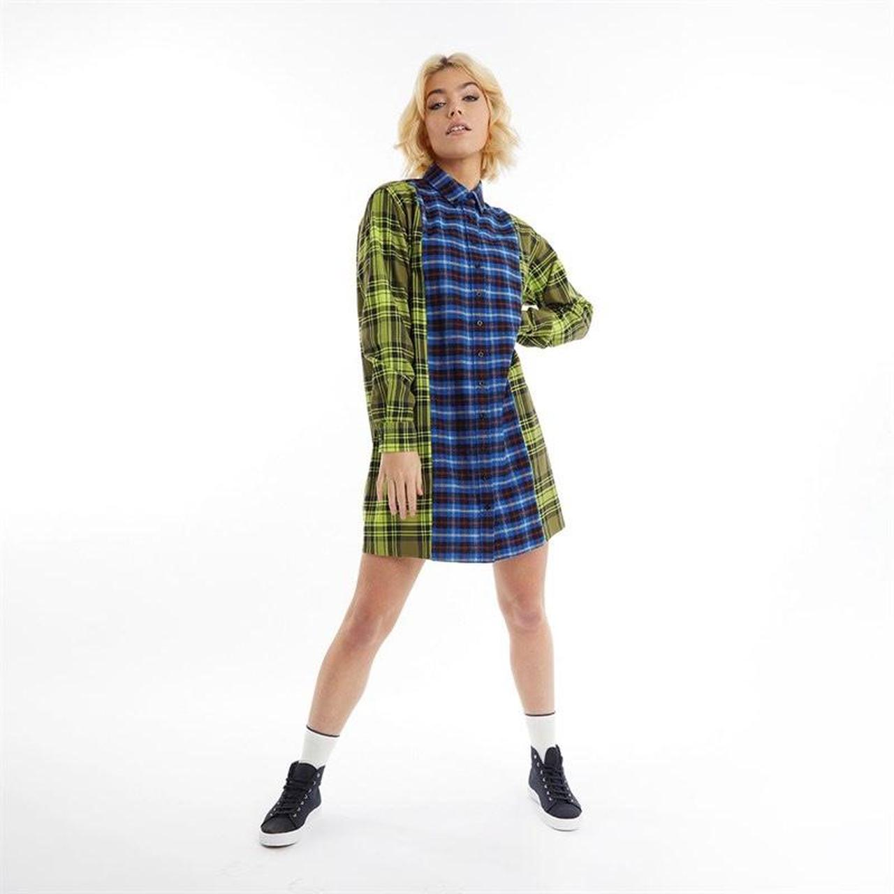 Fred Perry checkered neon shirt dress. Only worn... | Depop