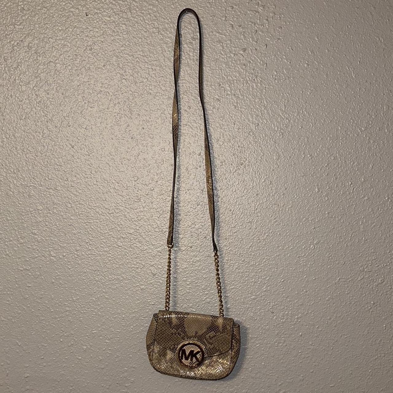 small gray snakeskin michael kors mini purse, has a... - Depop