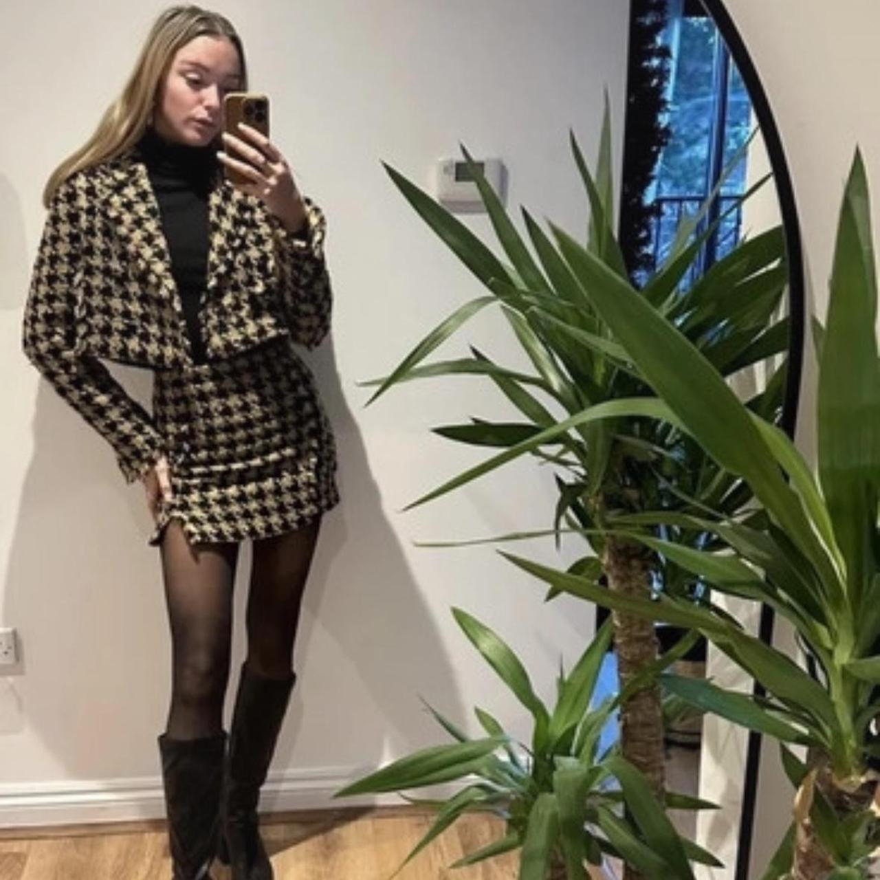 Zara Tweed Set 2 Piece Blazer And Skirt Suit Size... - Depop