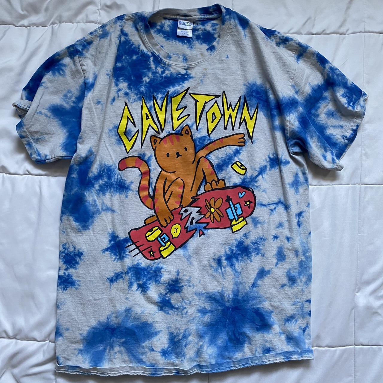 official cavetown merch: blue & white tie dye with... - Depop