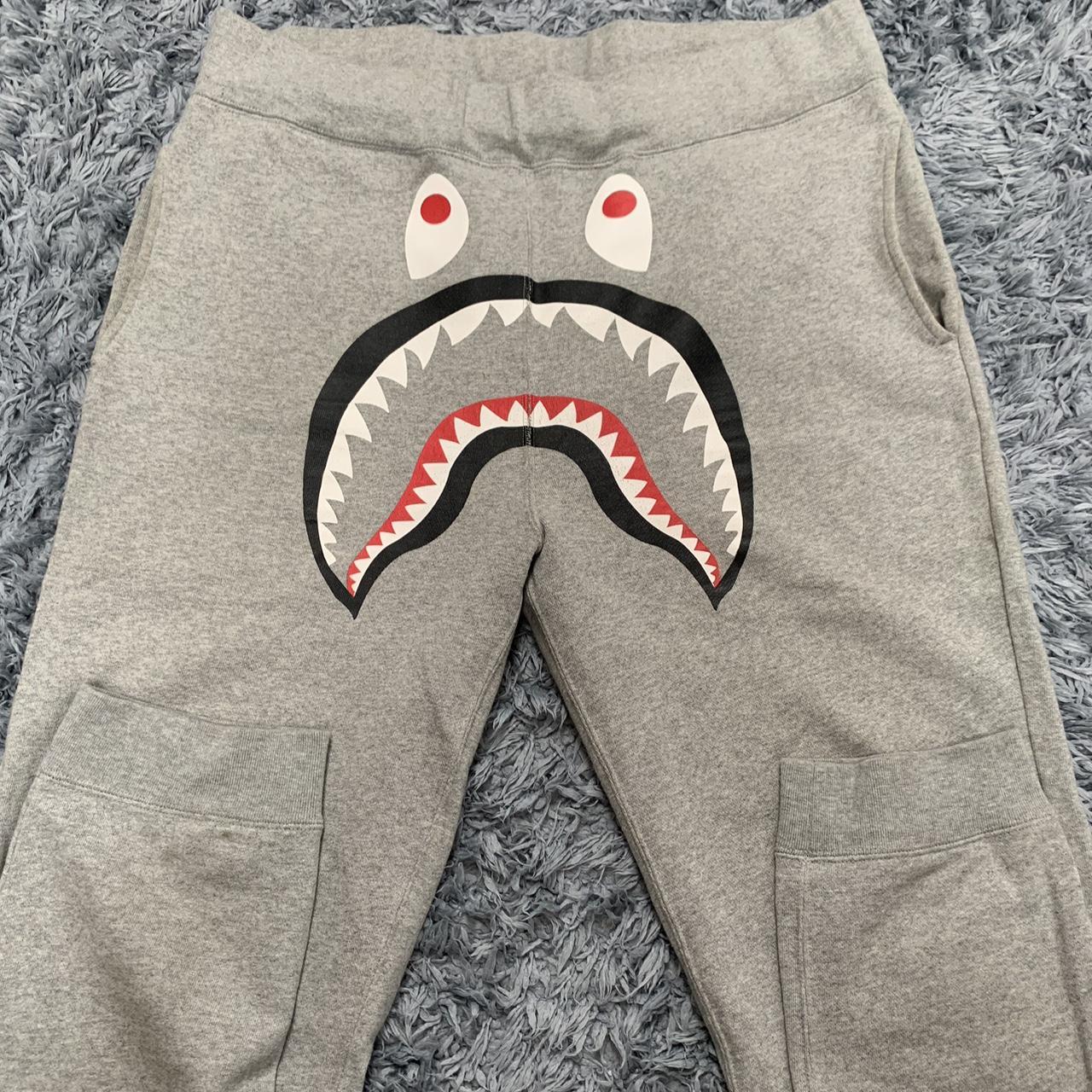 Grey Bape shark joggers Extremely good condition... - Depop