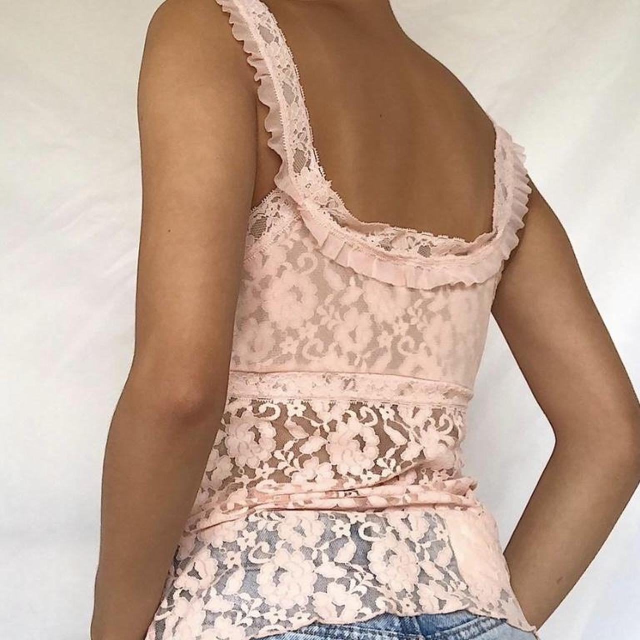 Dainty little lace top Light rose coloring Sheer... - Depop