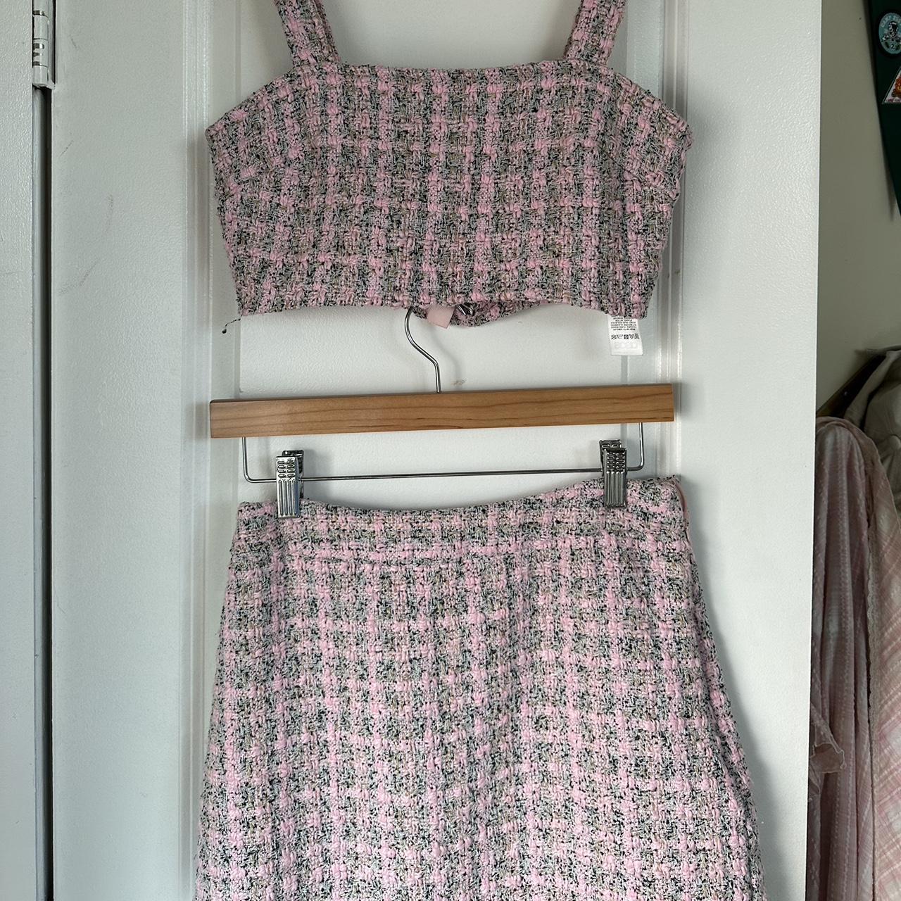 ASOS tweed matching set, pink and grey :) Size 4 is... - Depop