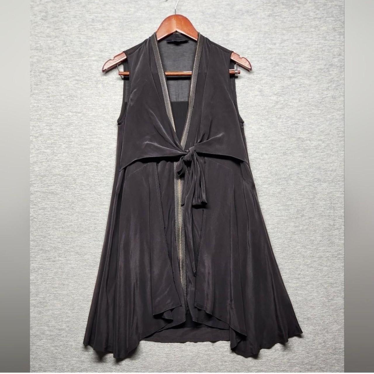 All Saints 100% silk zipper mini wrap dress flowy... - Depop