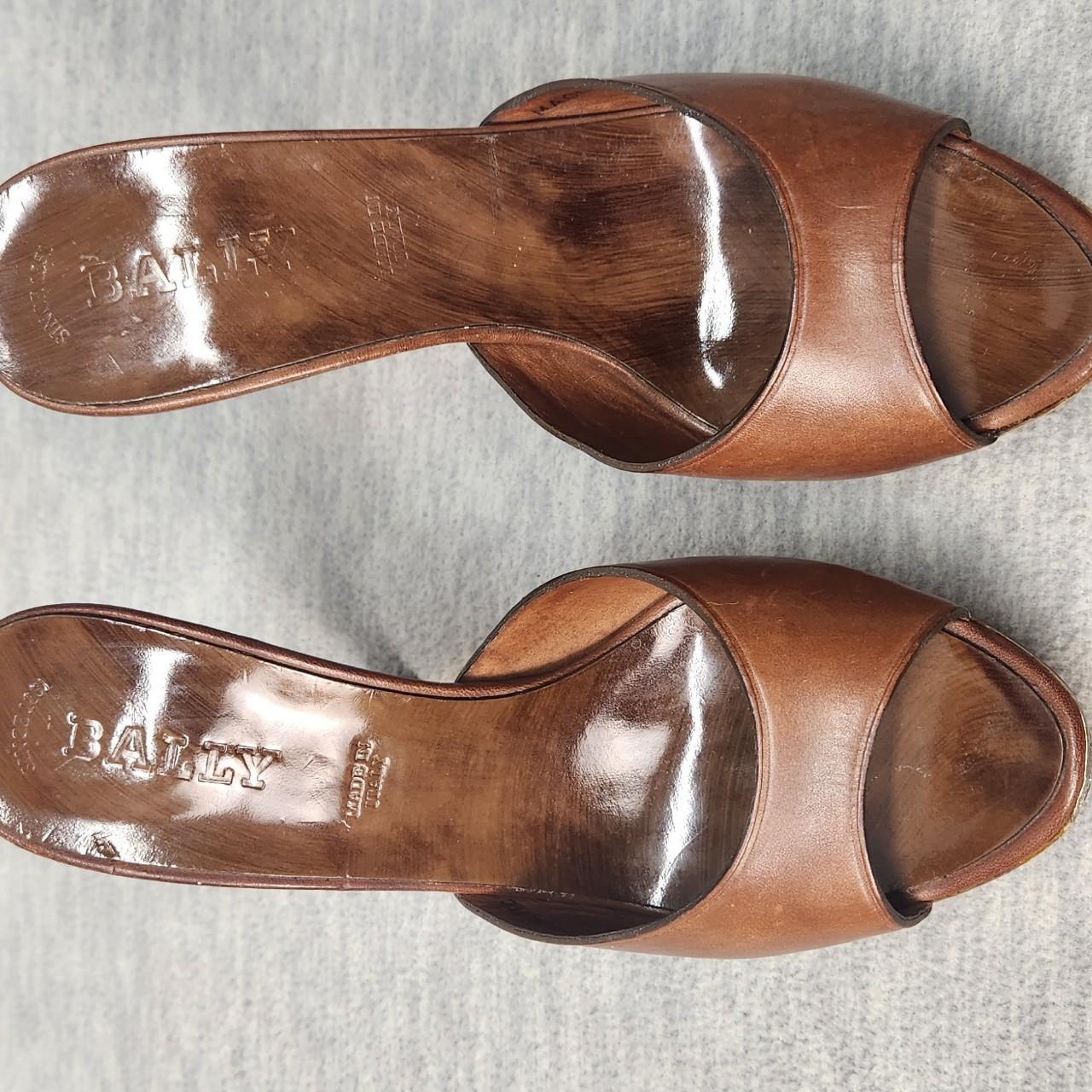 Vintage Y2k Bally brown leather slip on heels... | Depop