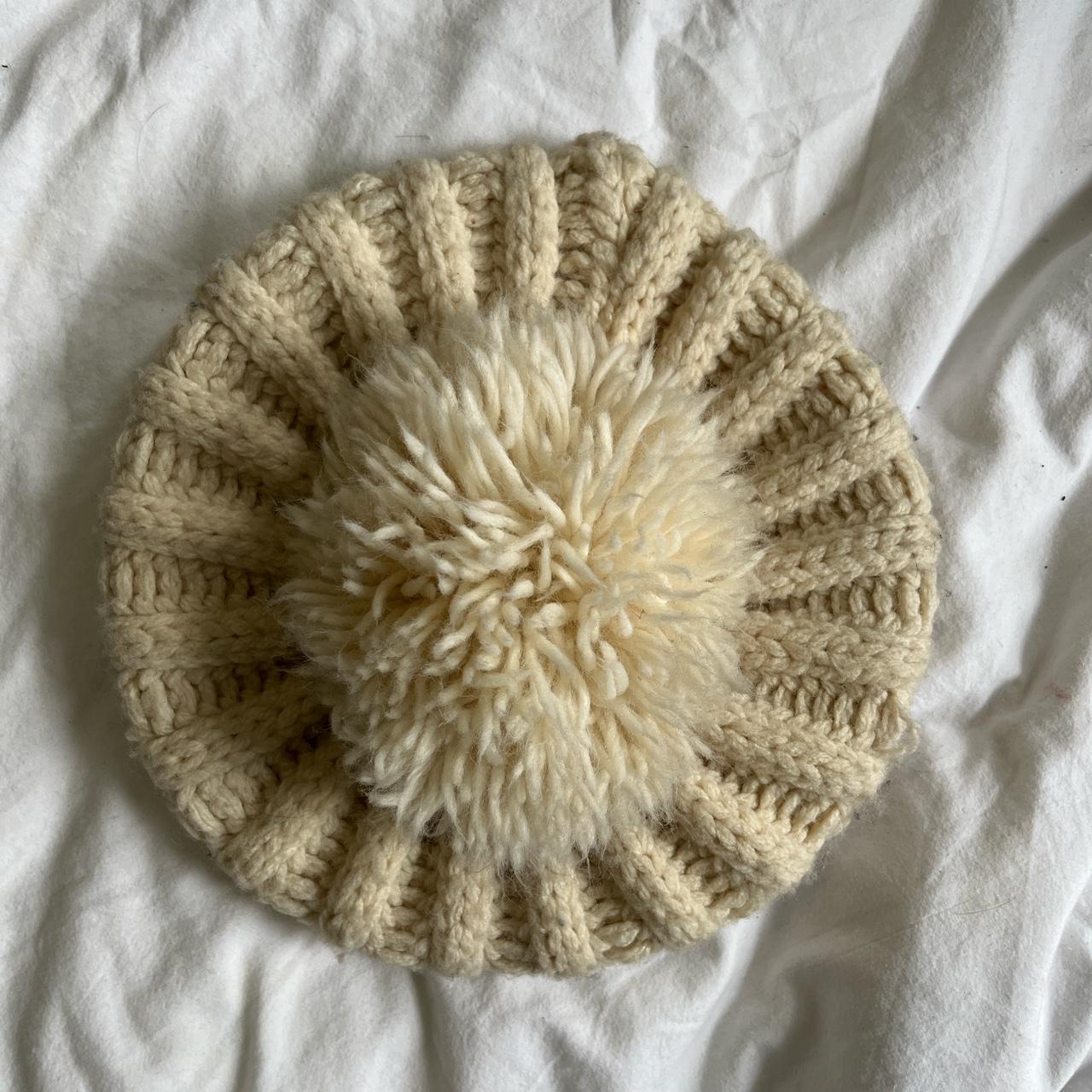 POOF POOF KNITTED POM POM BEANIE - Depop