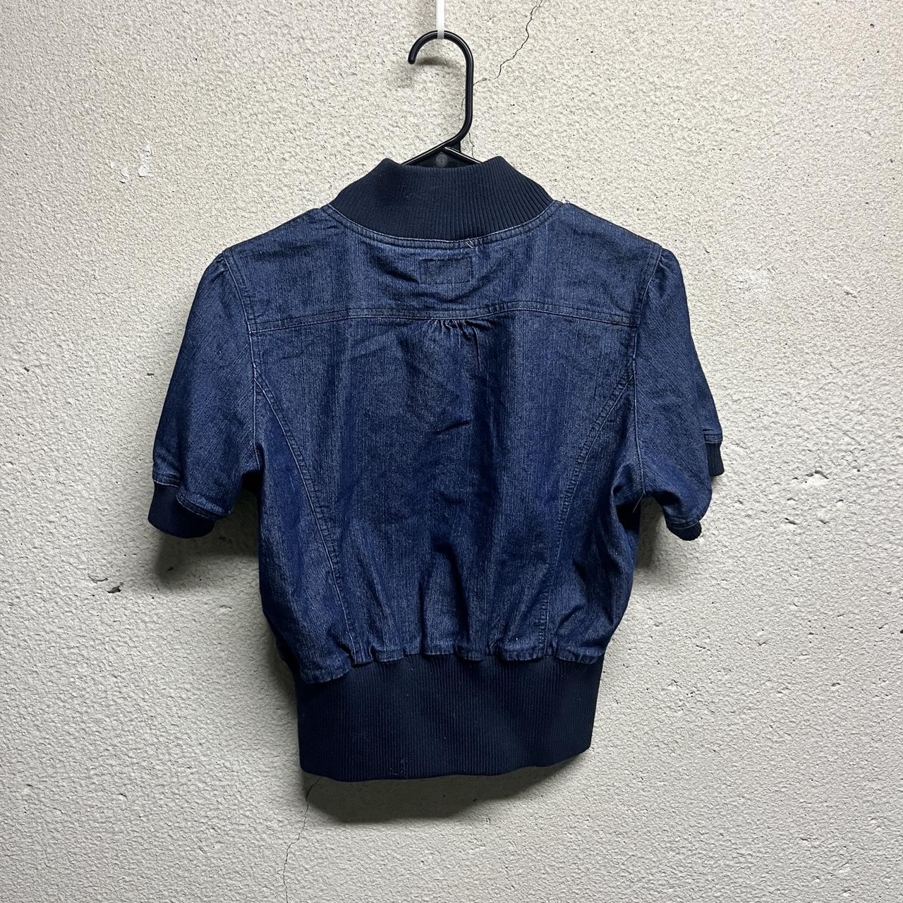 really cute denim turtle neck button up top - Depop