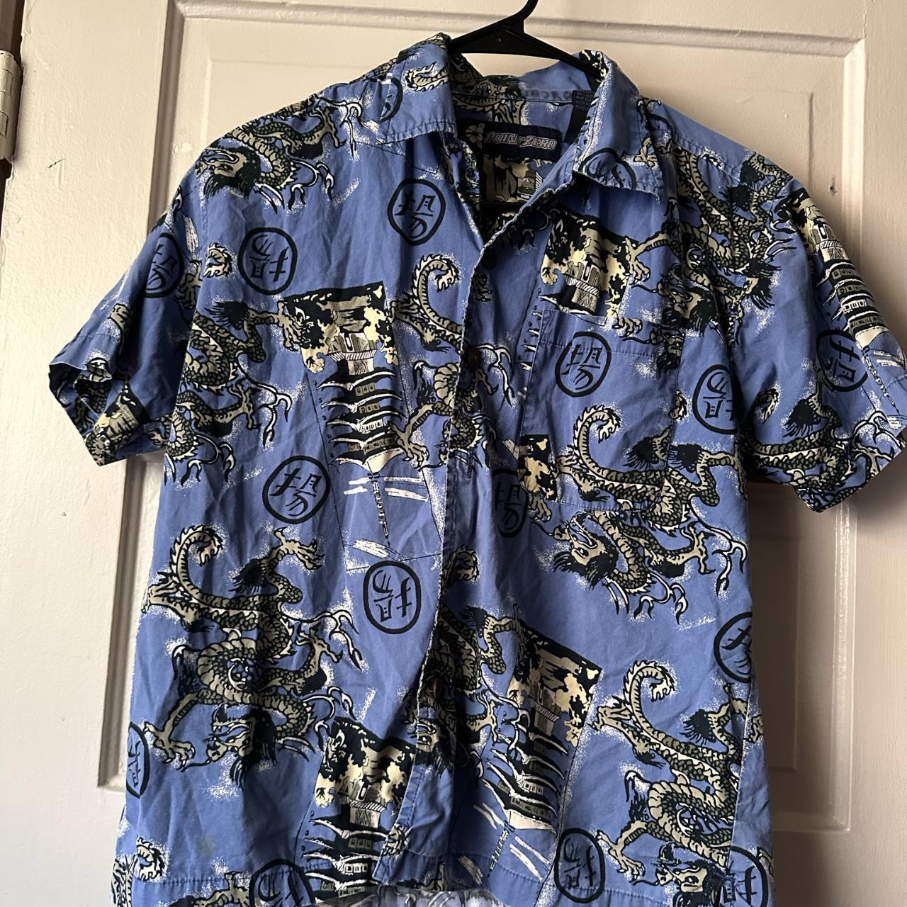 Dragon Button Up Shirt Missing middle button but... - Depop