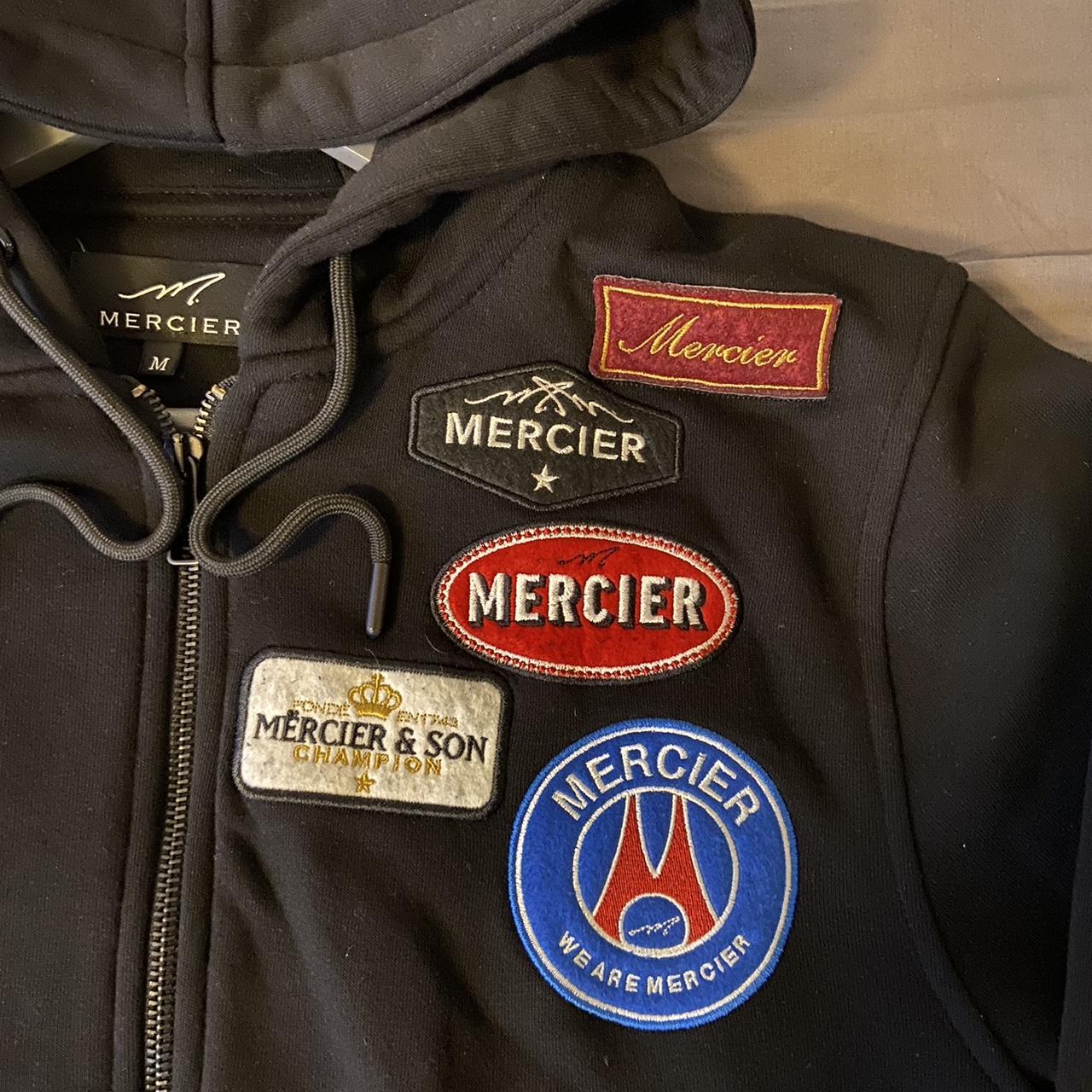Mercier Black Zip Up Badge Hoodie - never worn Size:... - Depop