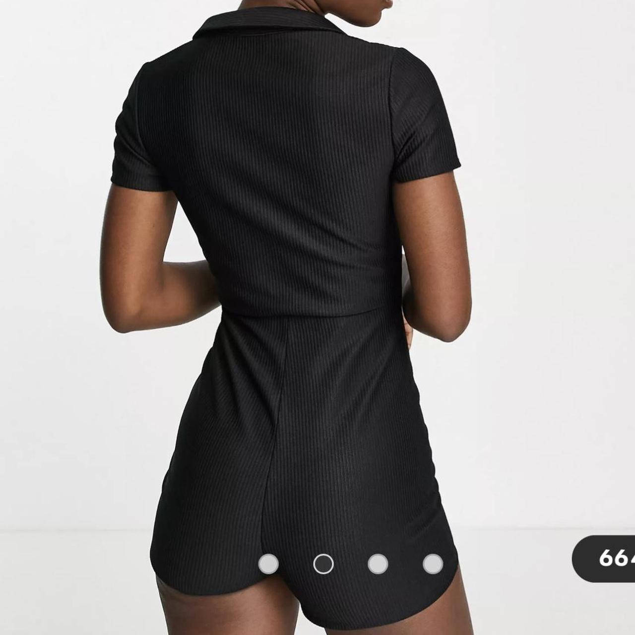 ASOS collar zip front ribbed playsuit. Worn once,... - Depop