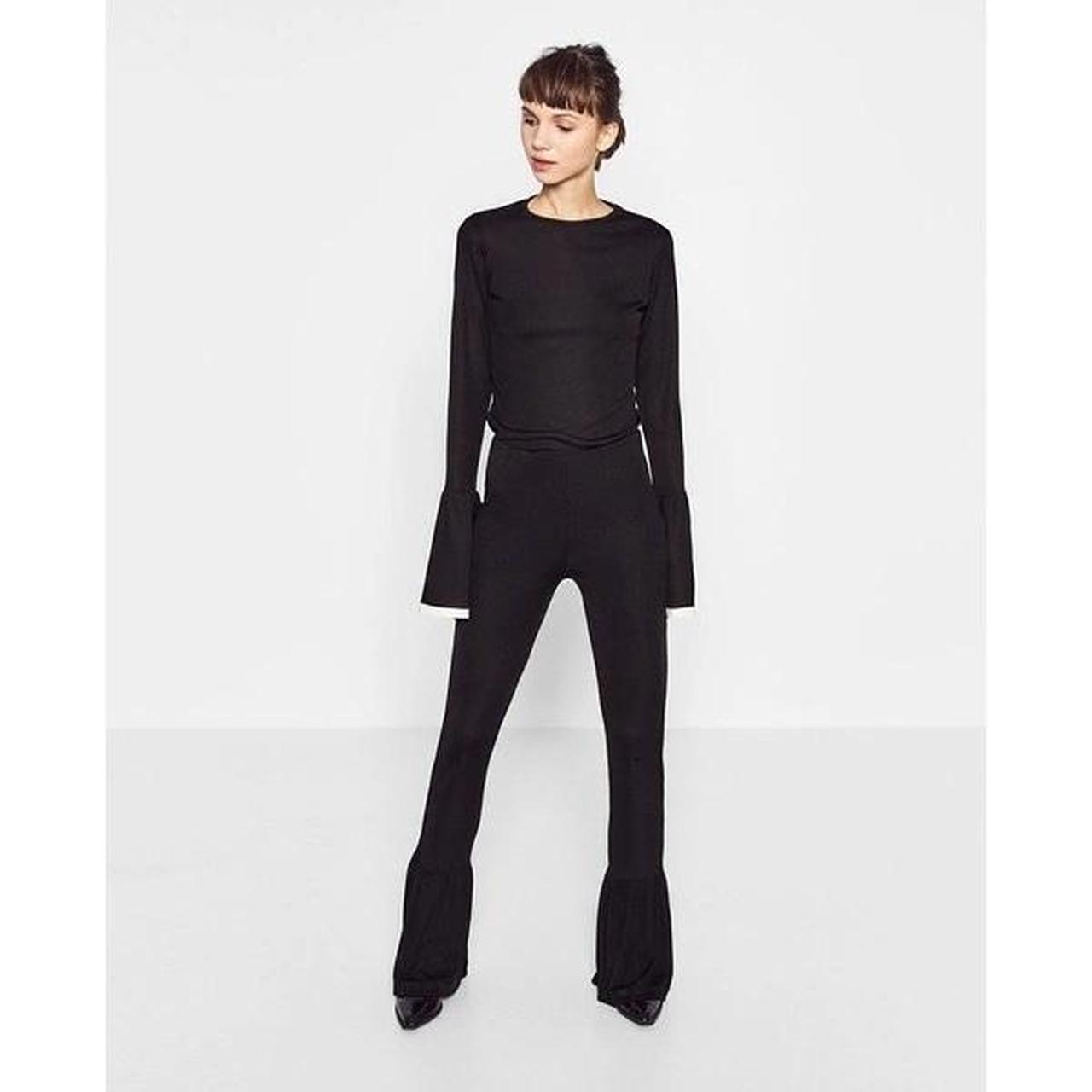 Zara bell bottom wide leg leggings/trousers. Size... - Depop