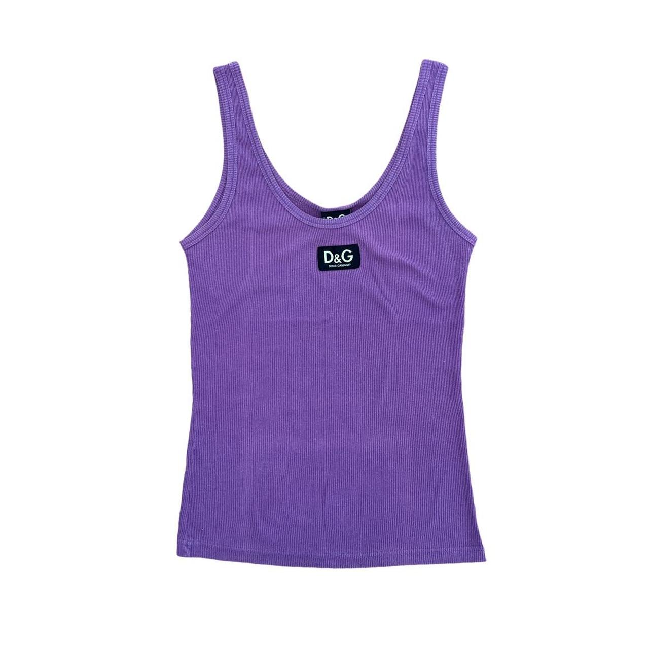 Dolce & Gabbana Ripped purple tank top with D&G Logo... - Depop