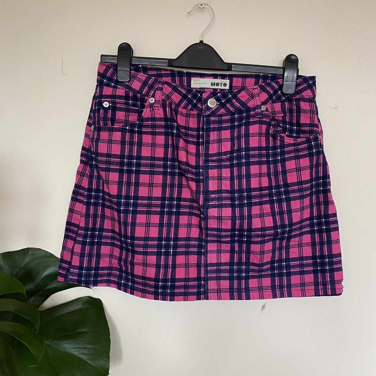 Punk gingham mini skirt Runs a bit small. Size 14... - Depop