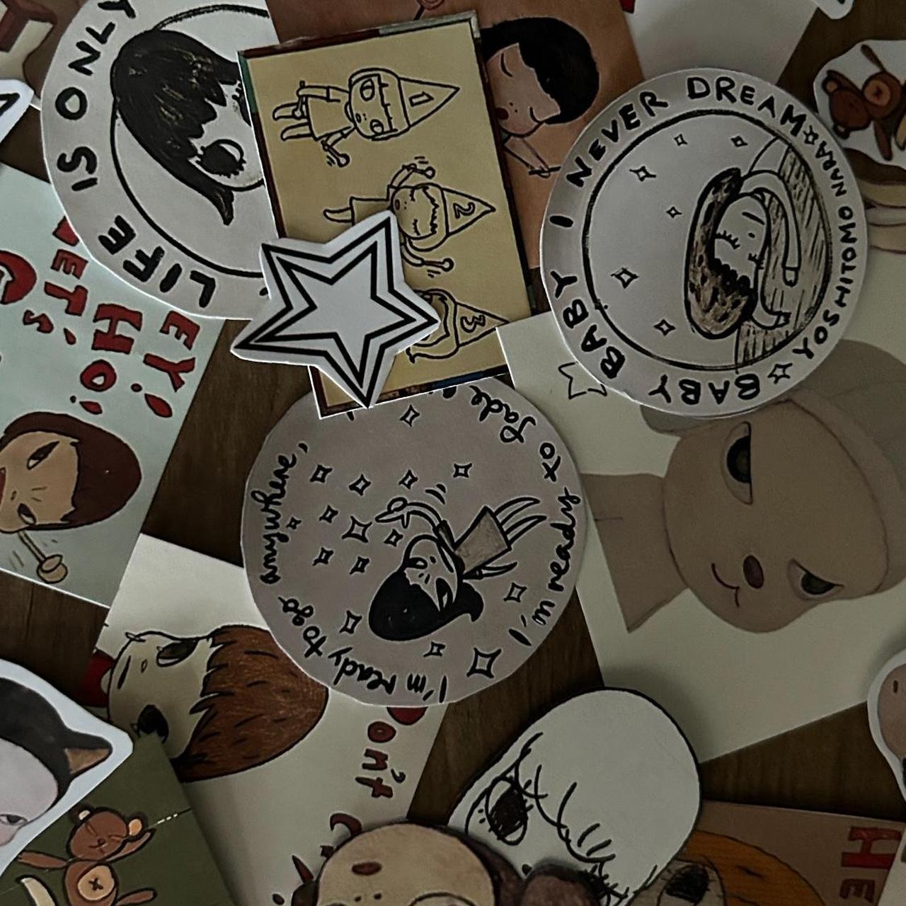 yoshimoto nara handmade sticker set (34 stickers)... | Depop