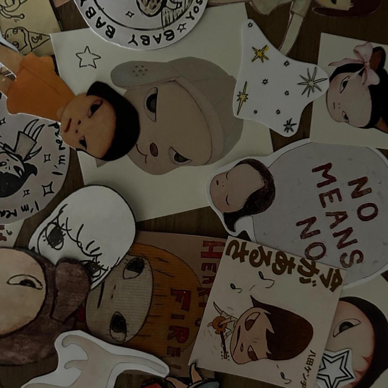 yoshimoto nara handmade sticker set (34 stickers)... | Depop