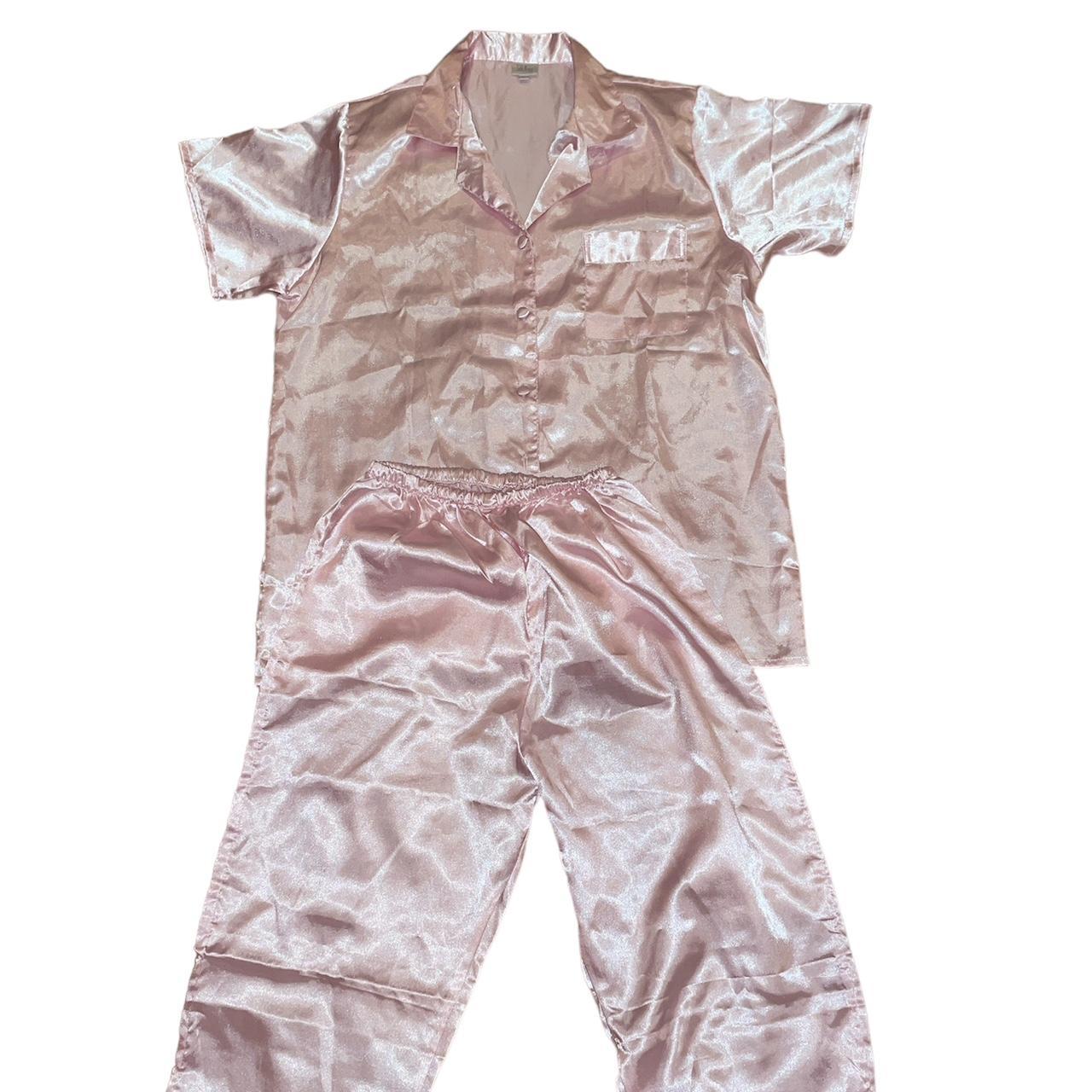 Super cute Light Pink Silk PJ Set Bottom size M... - Depop