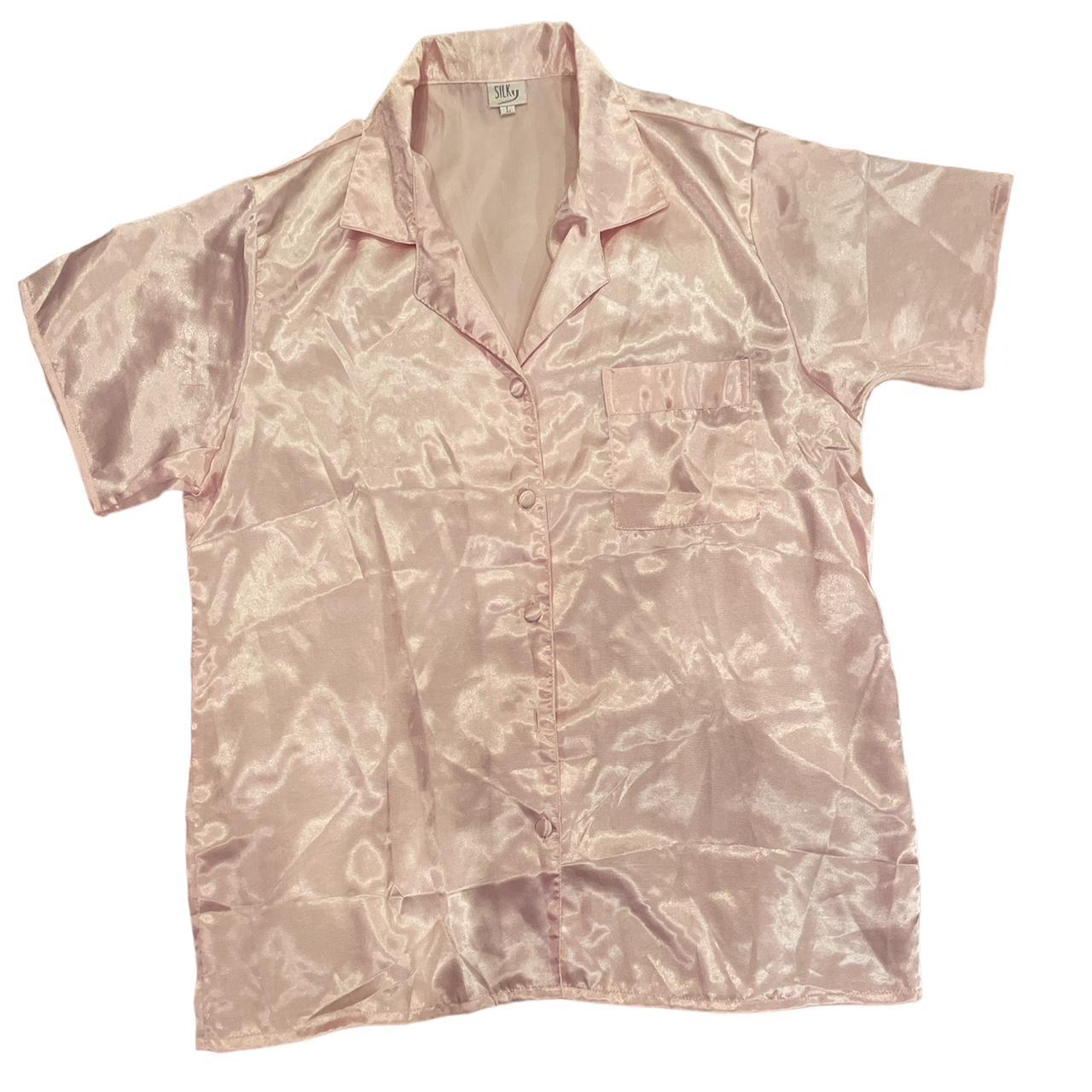 Super cute Light Pink Silk PJ Set Bottom size M... - Depop
