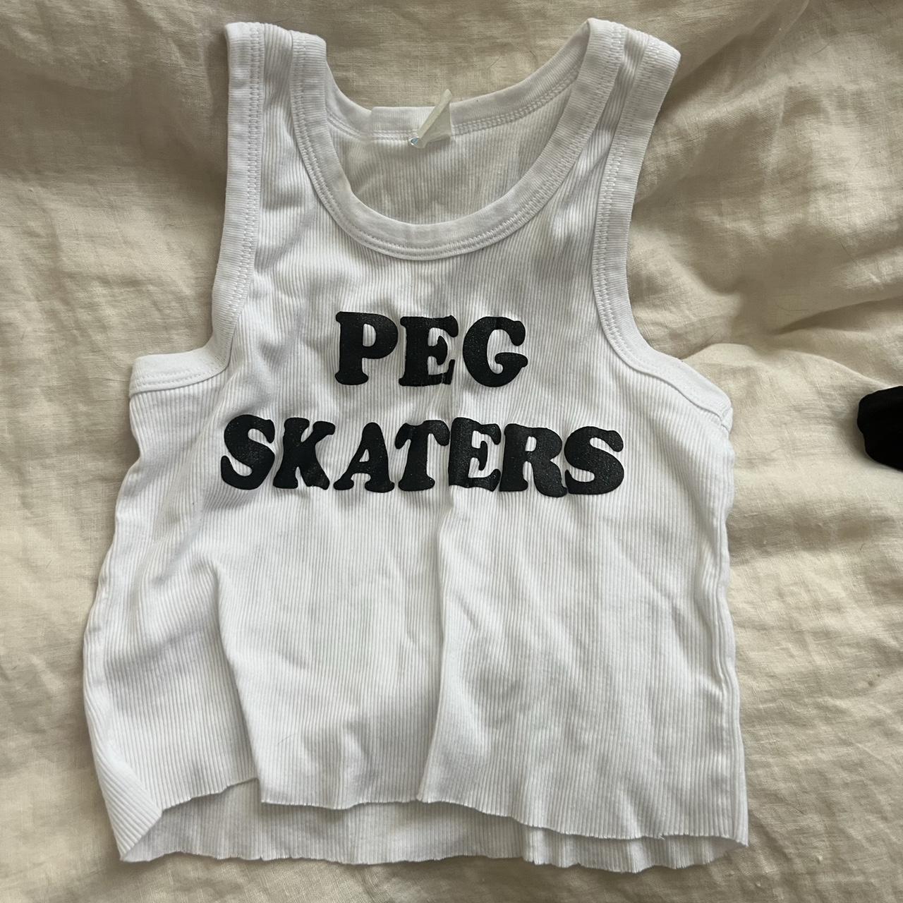 peg skaters white crop tank handmade in LA i forgot... - Depop