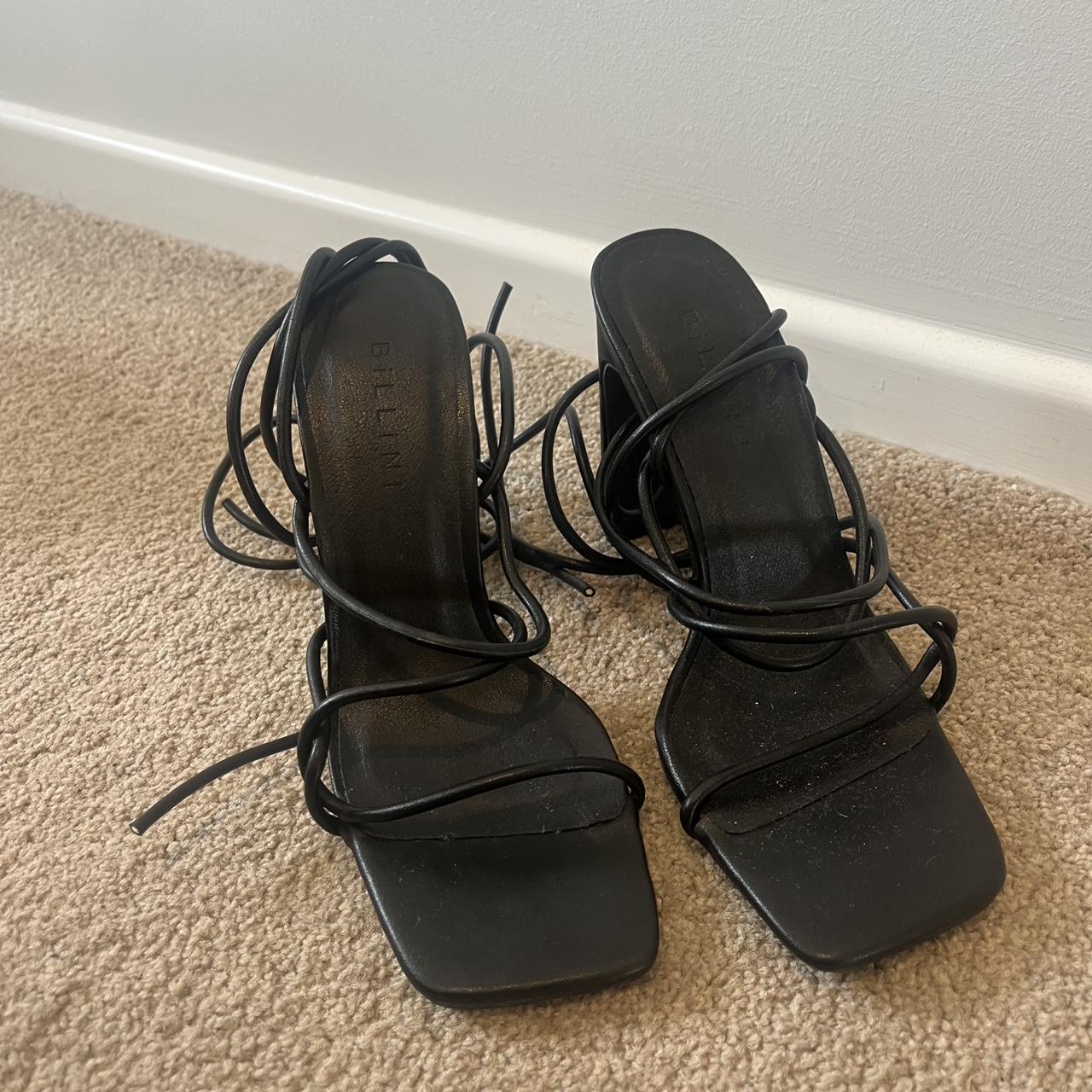 Billini black tie up heels Never worn, only tried on... - Depop