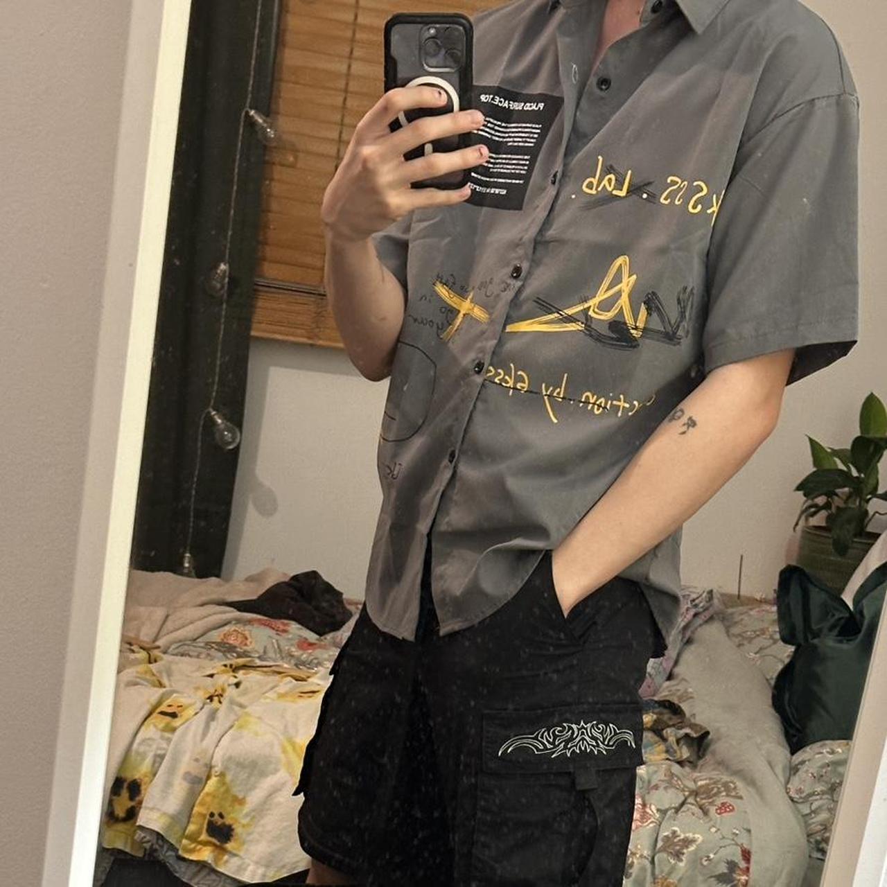 Grey Y2K Shirt - Depop
