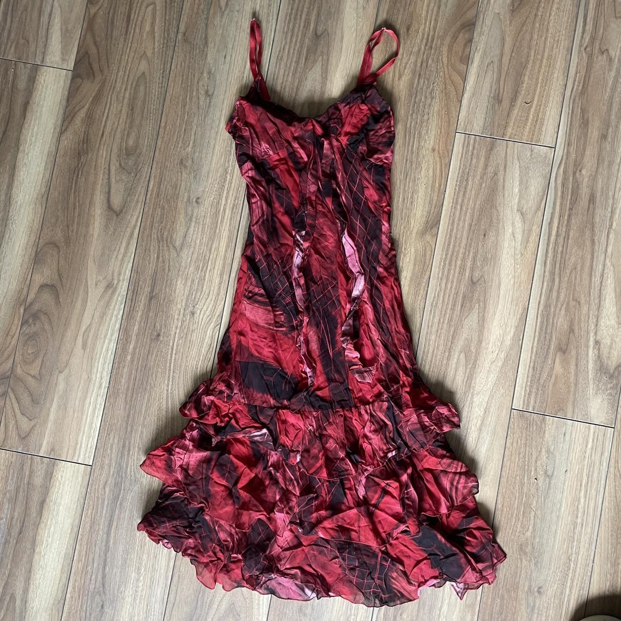 2000s vintage red asymmetrical dress size M ☆... - Depop