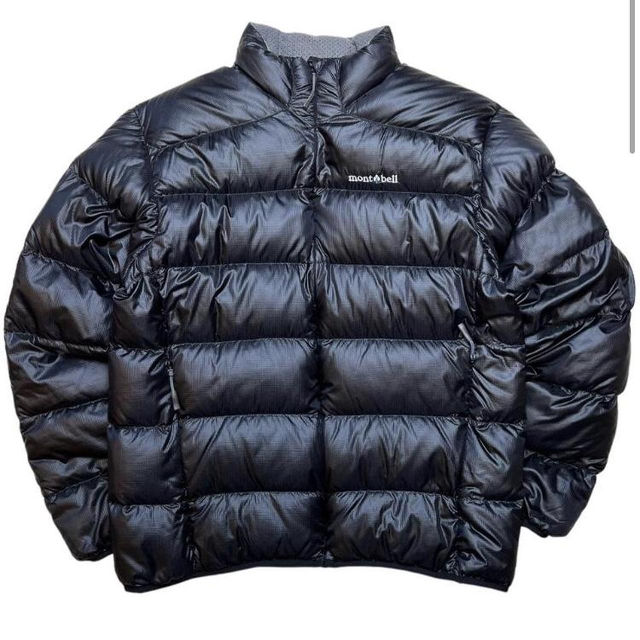 black montbell puffer coat size large jacket in... - Depop