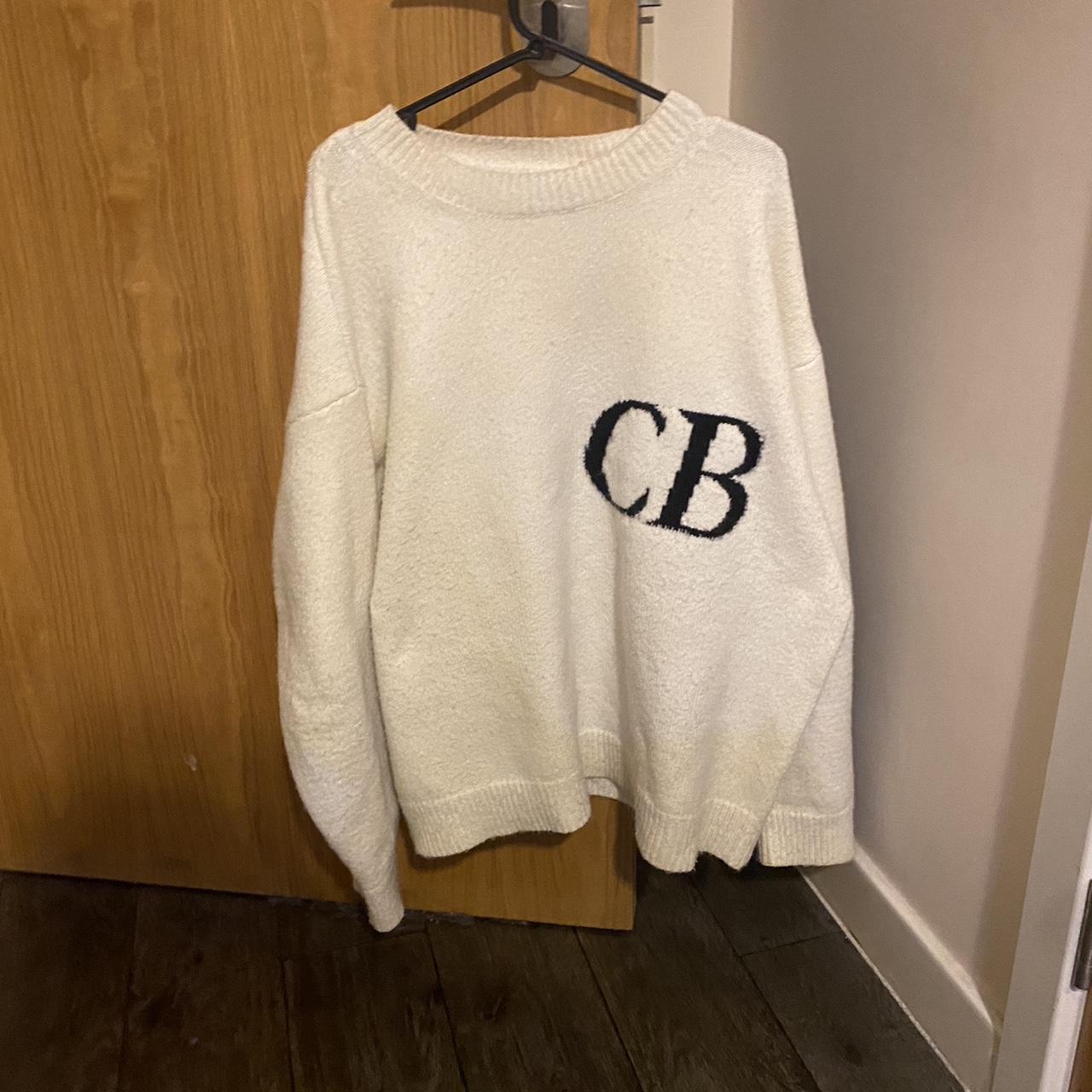 White / cream Cole Buxton knit jumper. CB logo. Size... - Depop