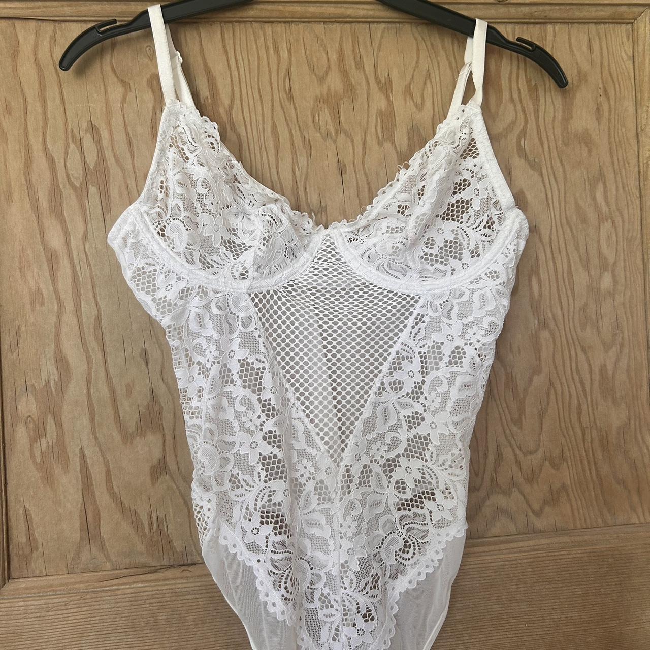 White lace bodysuit (I think it’s from PLT but cut... | Depop