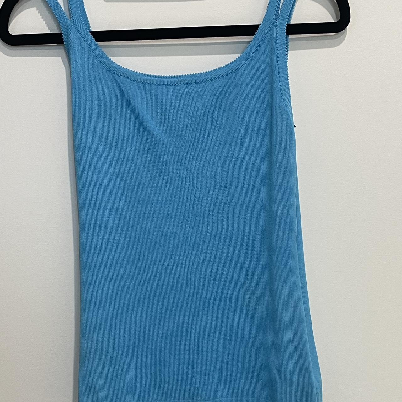 Blue singlet top with gem details Would fit size 8-10 - Depop