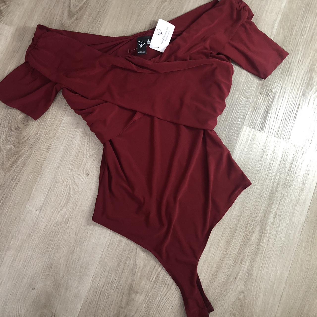 Windsor Red Off Shoulder Bodysuit - Has not been... - Depop