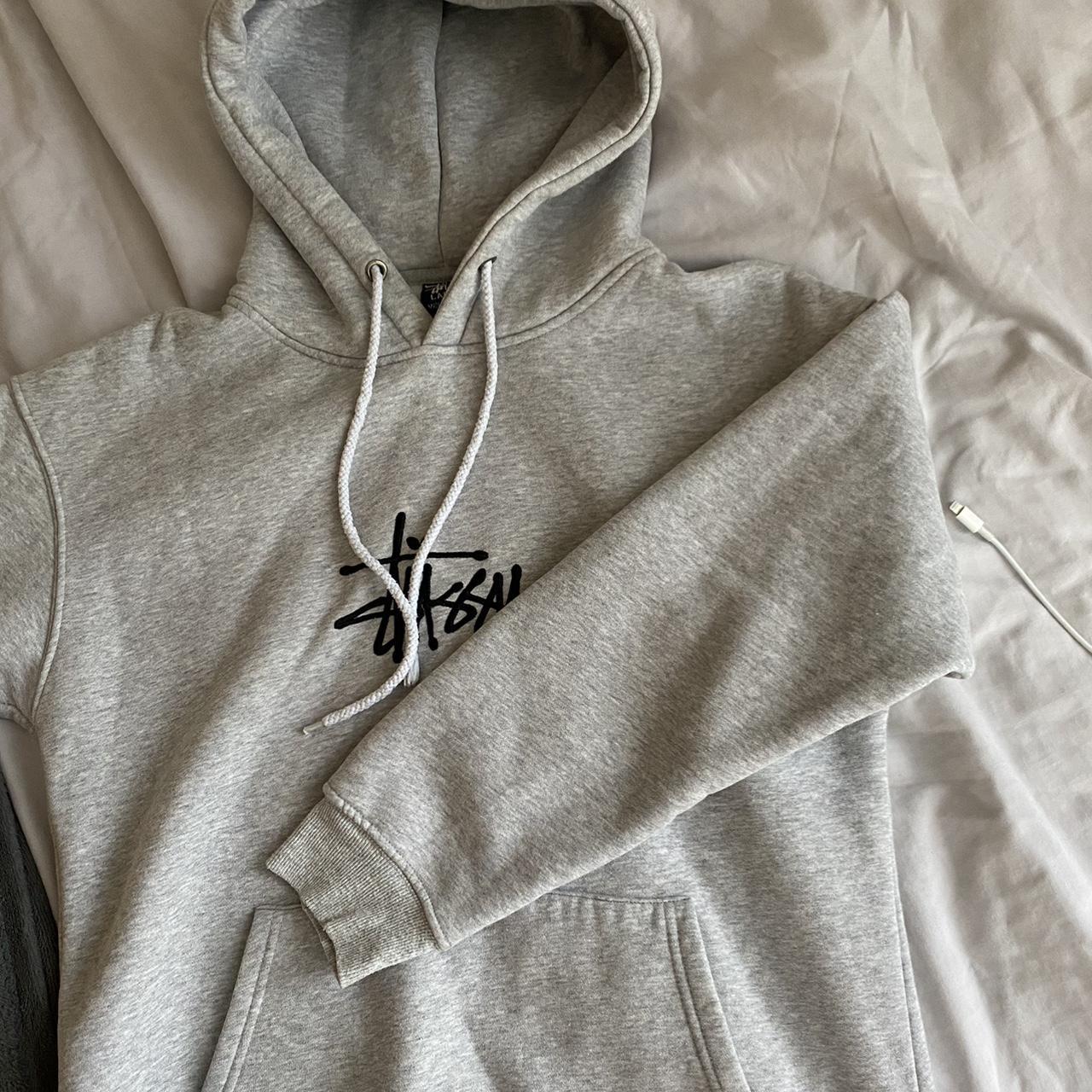 Stussy grey logo hoodie in middle Size large Worn... - Depop