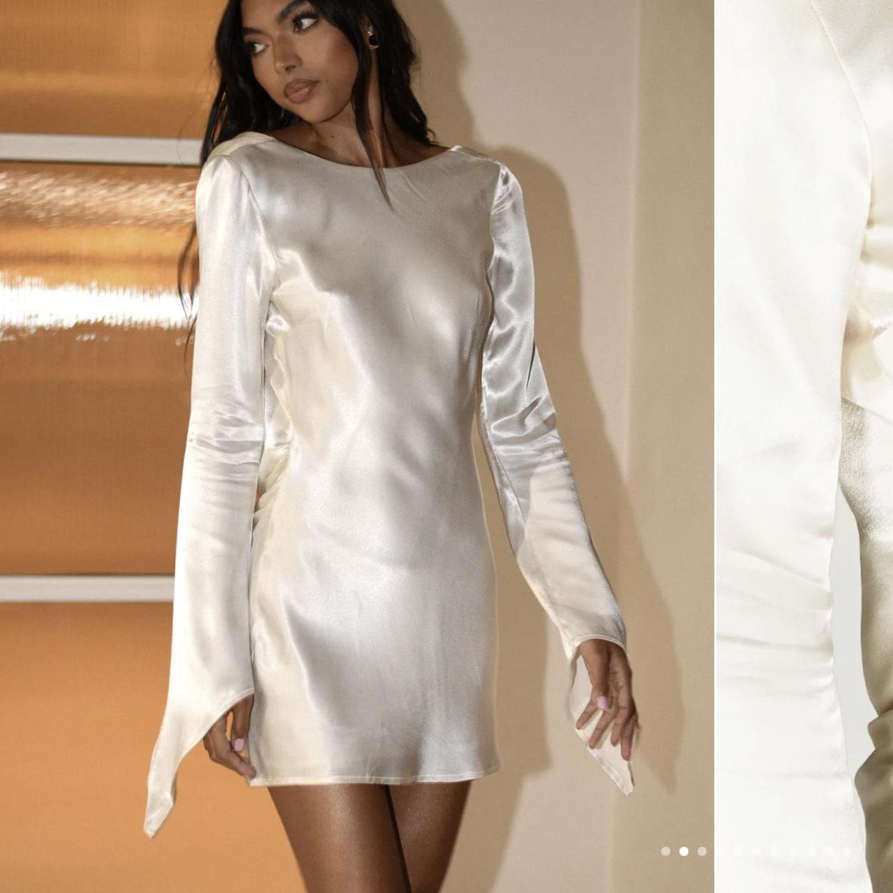 Meshki White Low Back Dress! Only worn once for... - Depop