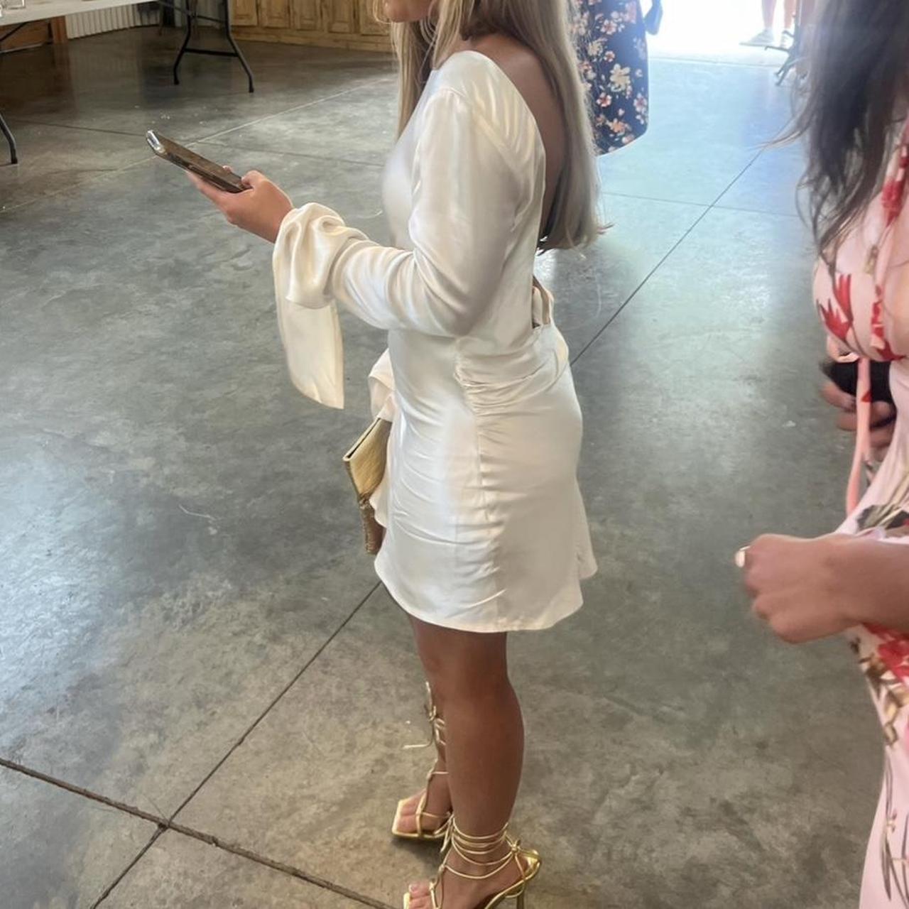 Meshki White Low Back Dress! Only worn once for... - Depop