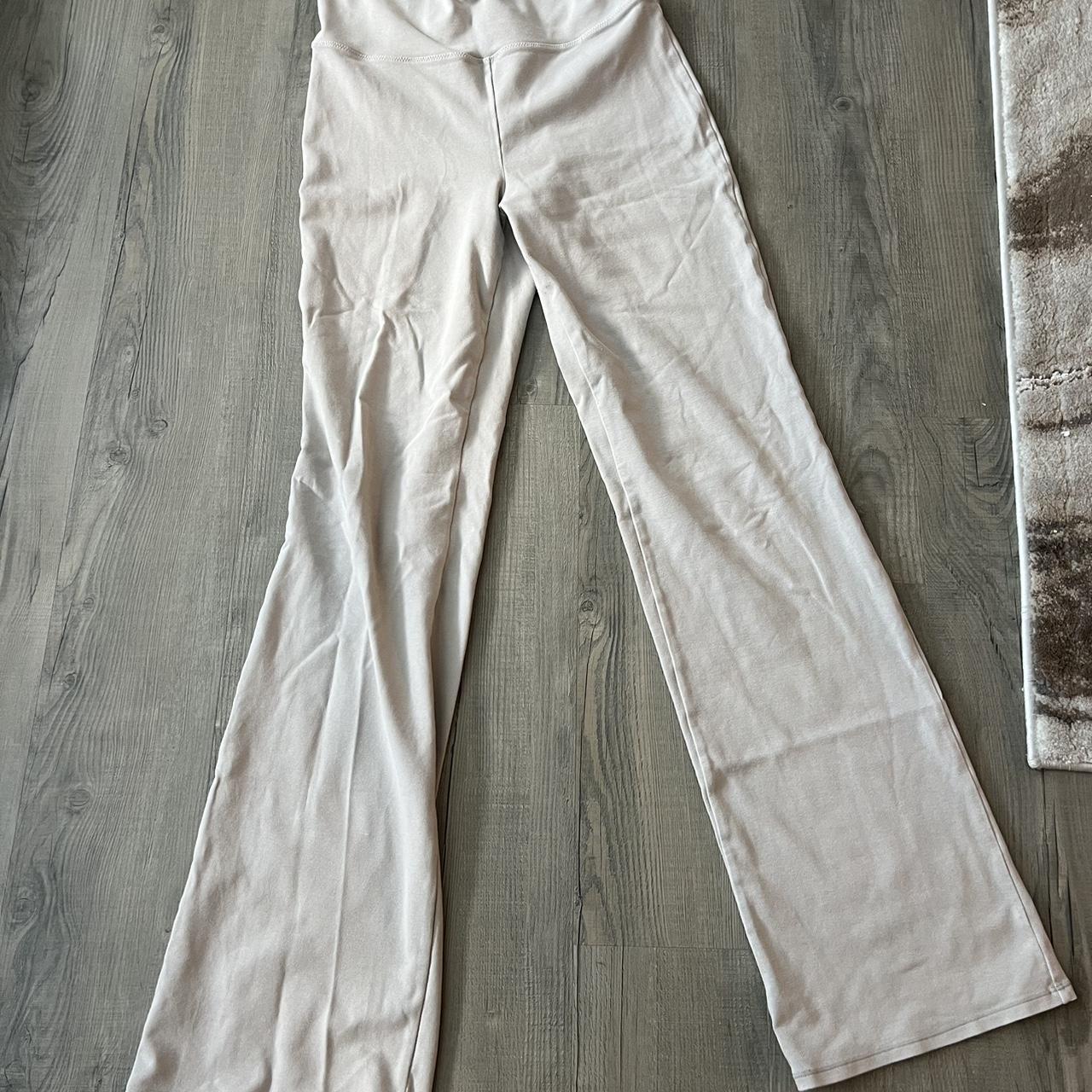 Cream/off white/beige flare SKIMS fold over pants... | Depop