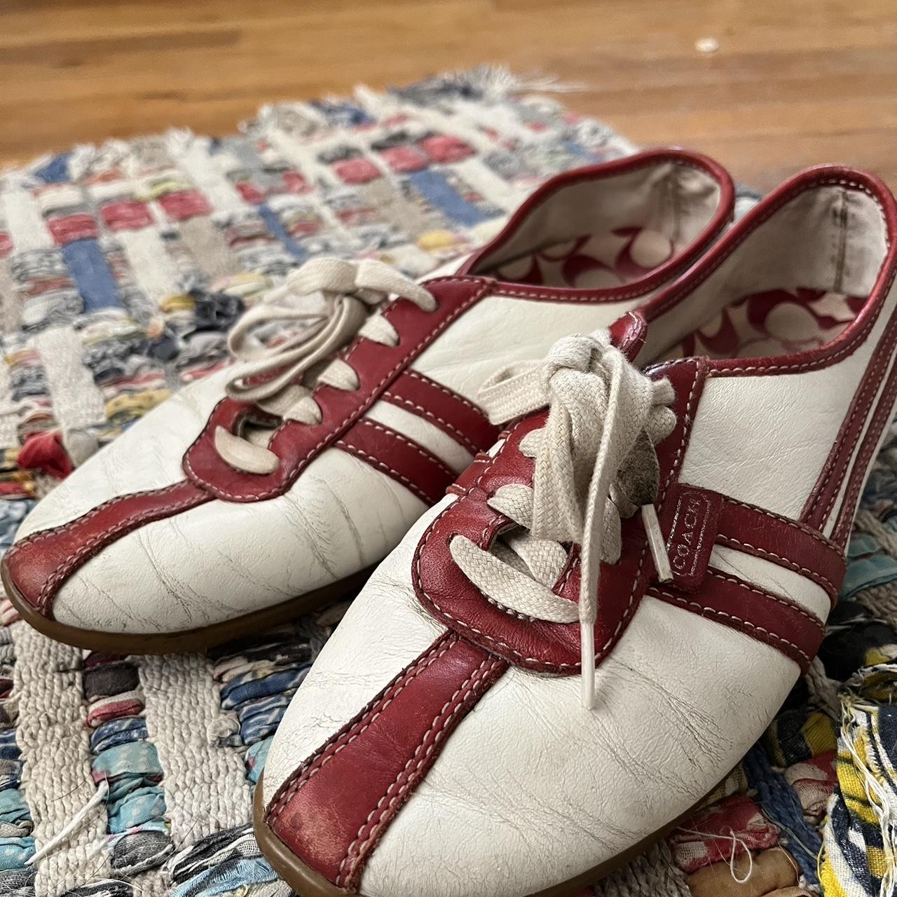 vintage red coach trainers/sneakers. ellie style.... - Depop