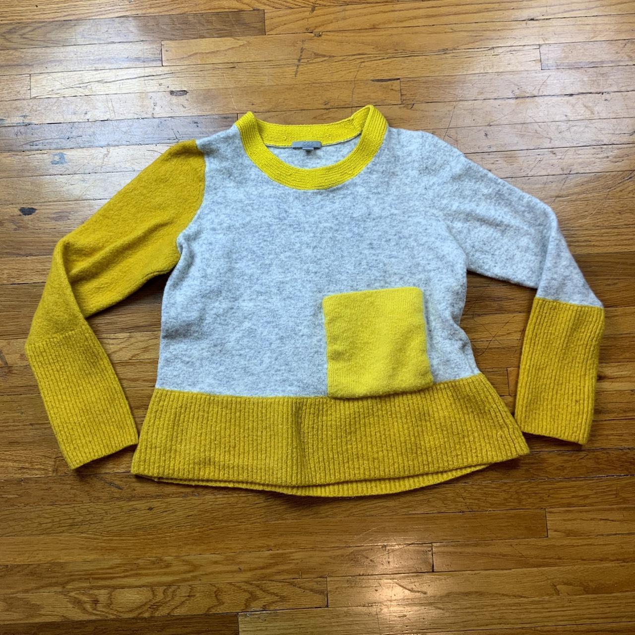 COS Women's Yellow and Grey Jumper | Depop