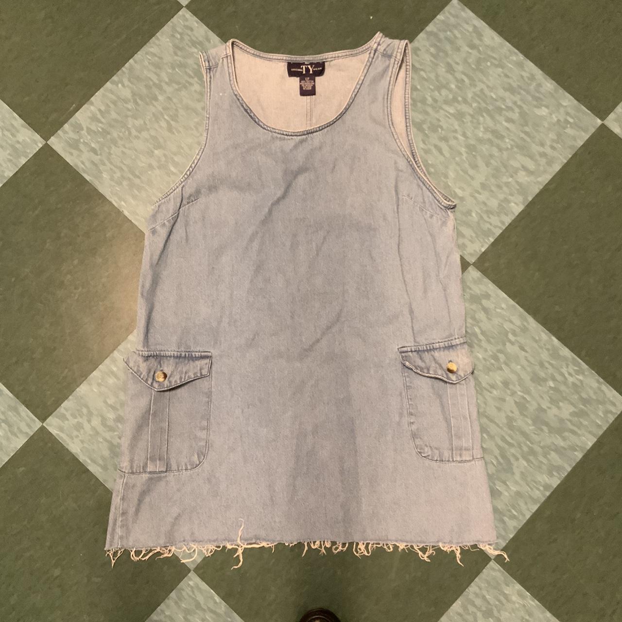 🦋 90s denim cargo mini denim dress by Original TY... - Depop