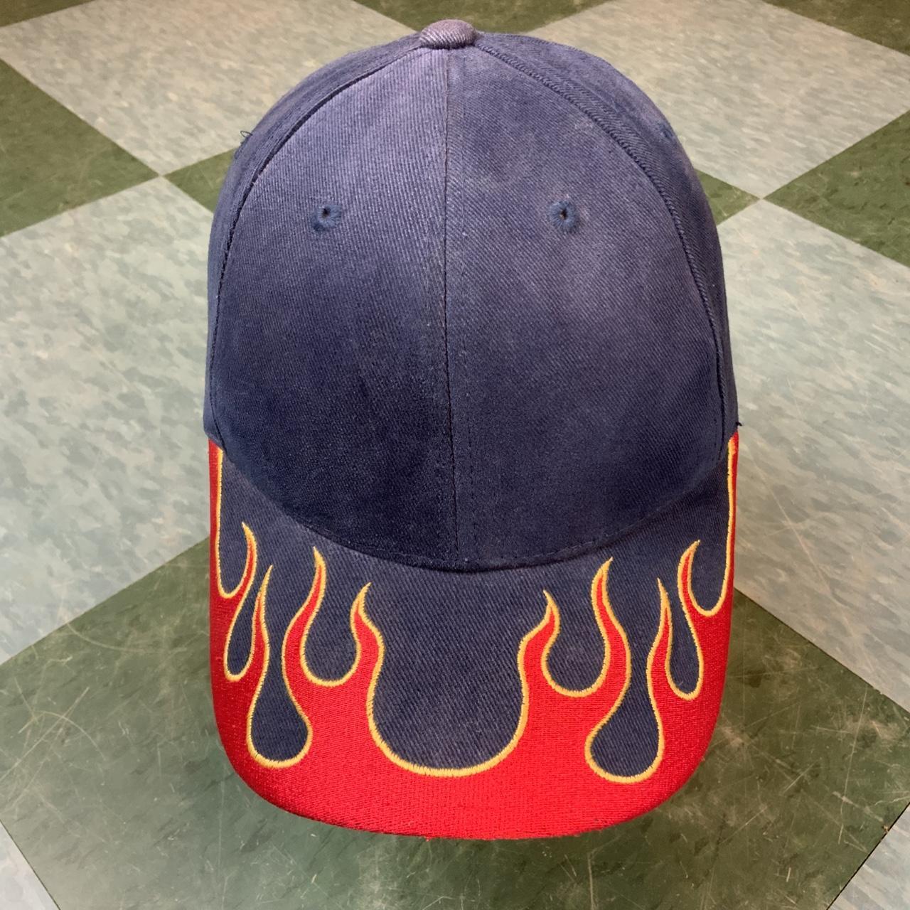 🔥 Magic Headwear embroidered flame strap back hat ... | Depop