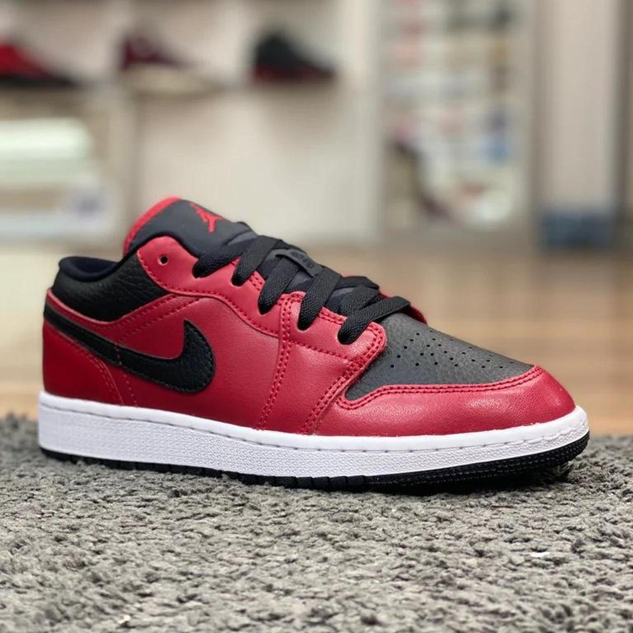 Jordan 1 Low, Red/Black-white - size 5.5 - Depop