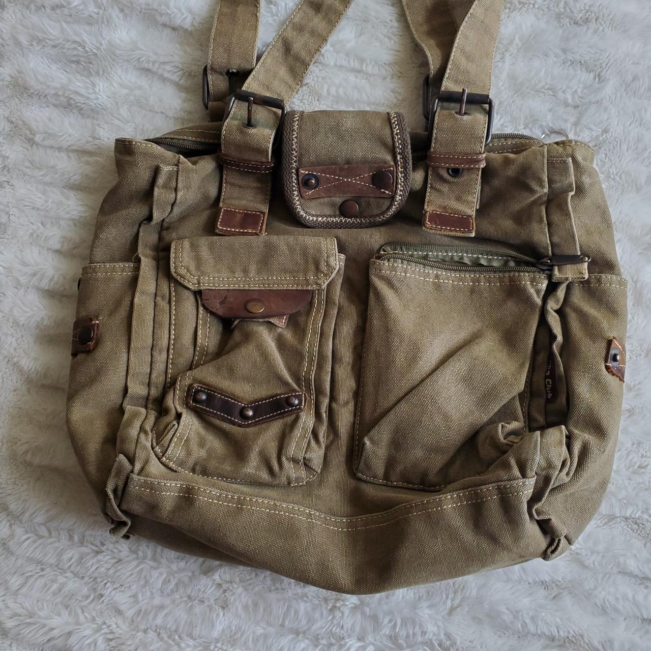 Women's Green and Khaki Bag | Depop