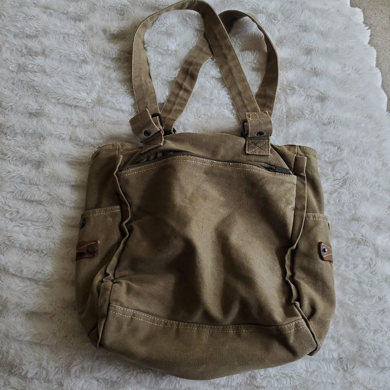 Women's Green and Khaki Bag | Depop