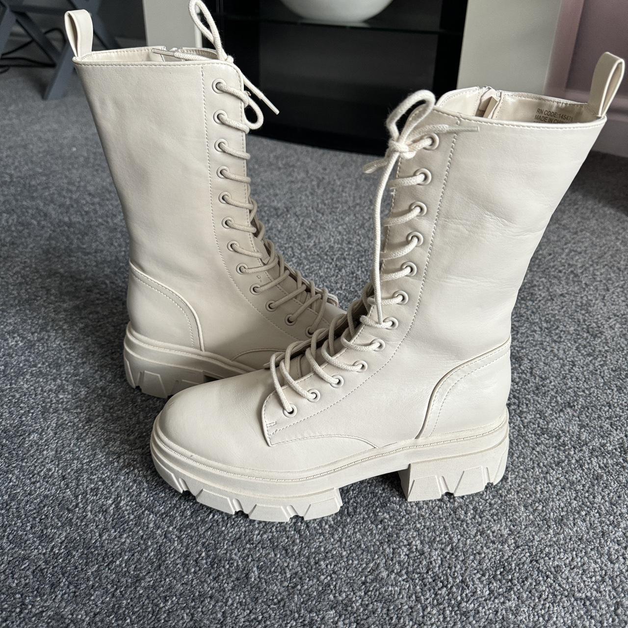 Primark cream biker boots. Size 5 brand new Beige... - Depop