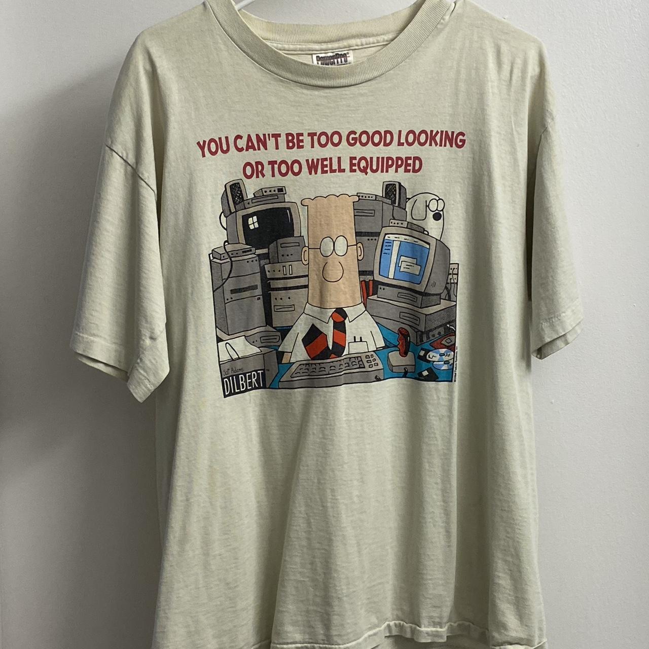 Dilbert shirt!! Sucha great graphic in a light page... - Depop