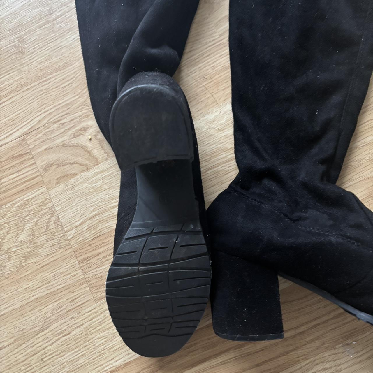 Black suede thigh high boots #thighhighboots heeled - Depop