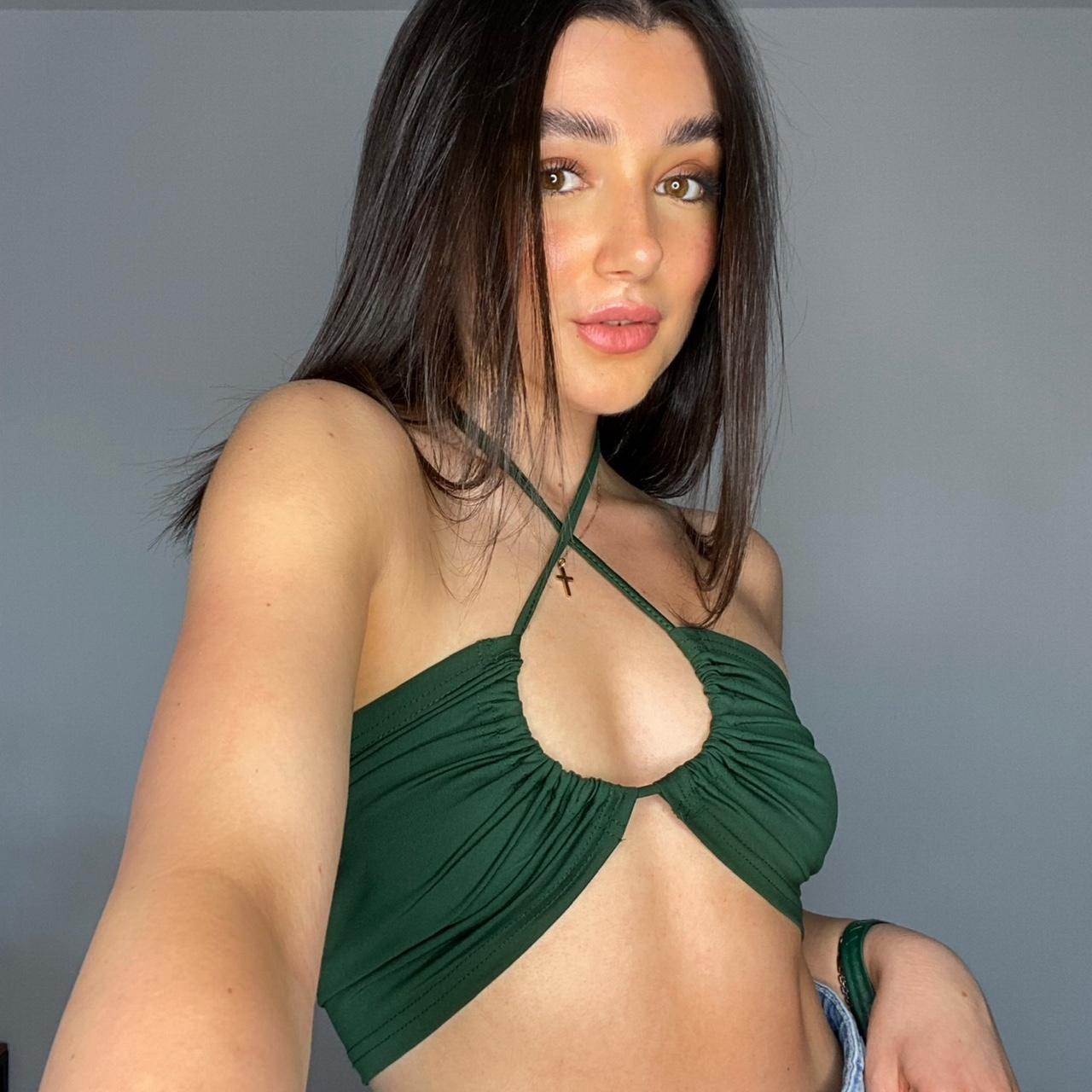 Shein green criss cross halter multi-way crop top... - Depop