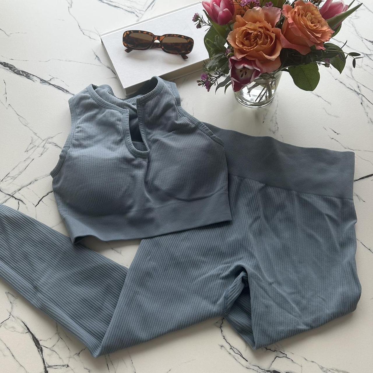 The cutest grey work out set size medium but will... - Depop