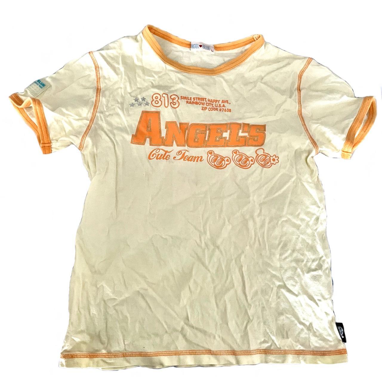 angel blue japan ringer top / baby tee. listed as a... - Depop