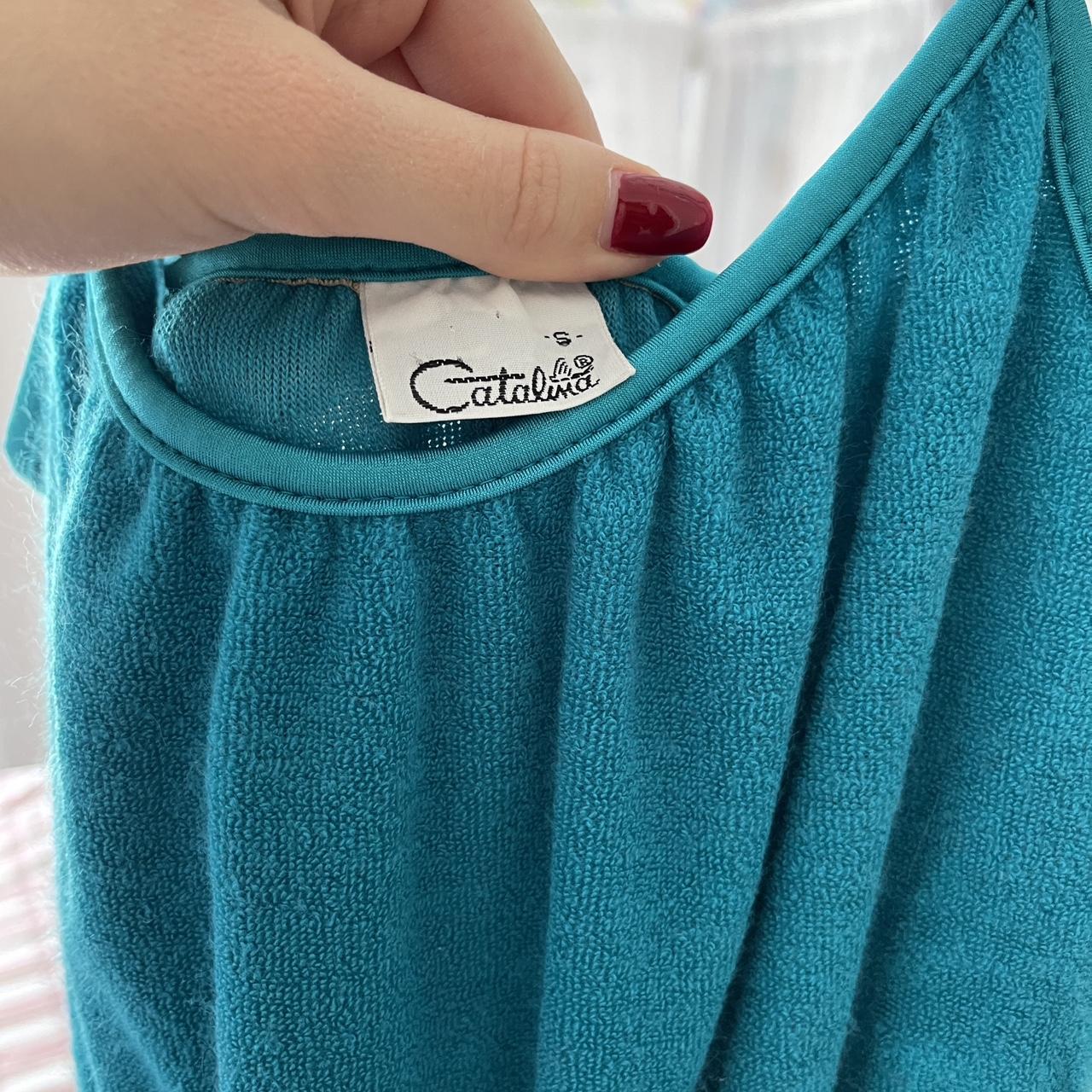 80s vintage turquoise terry cloth midi dress