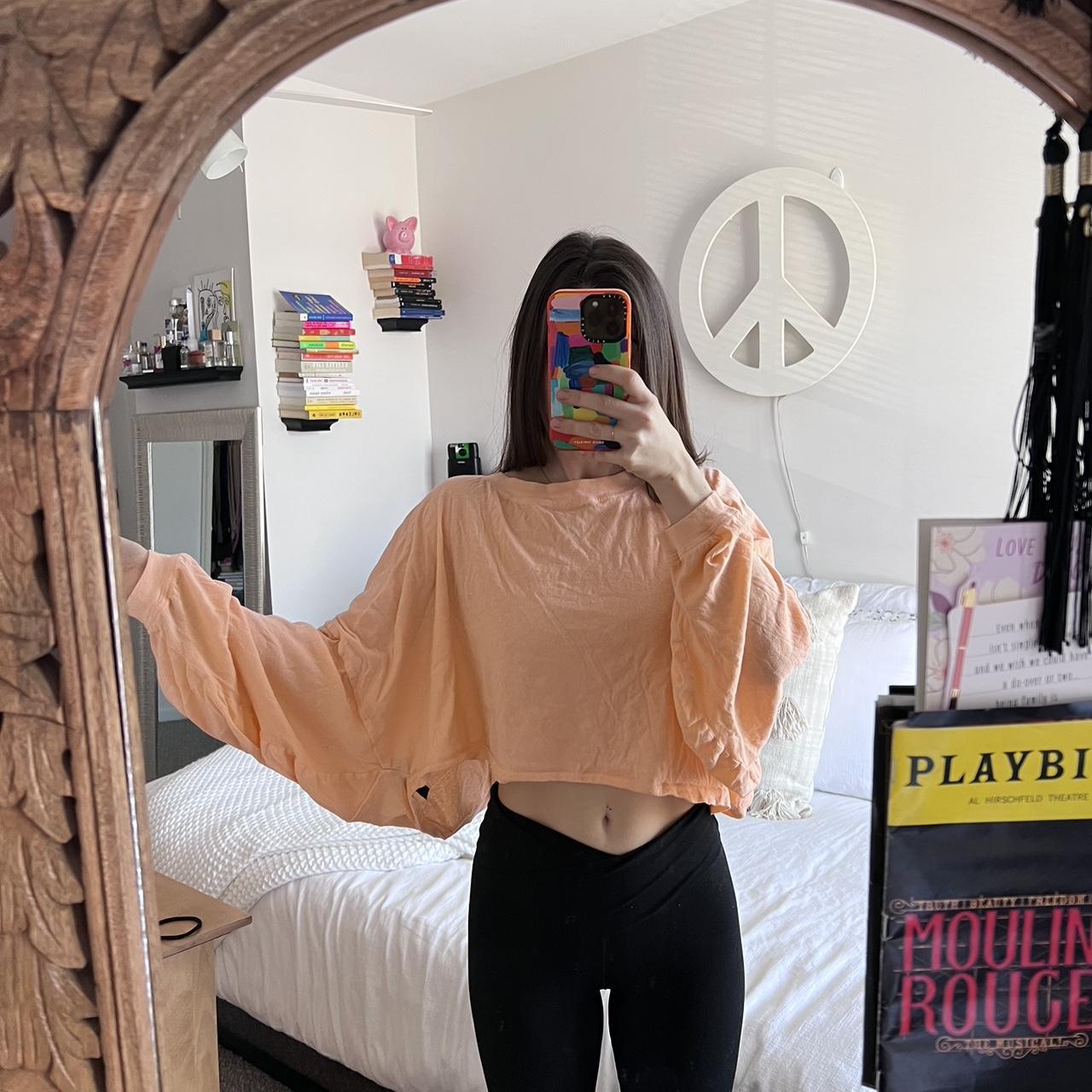 Out From Under Women's Orange and Pink Crop-top | Depop