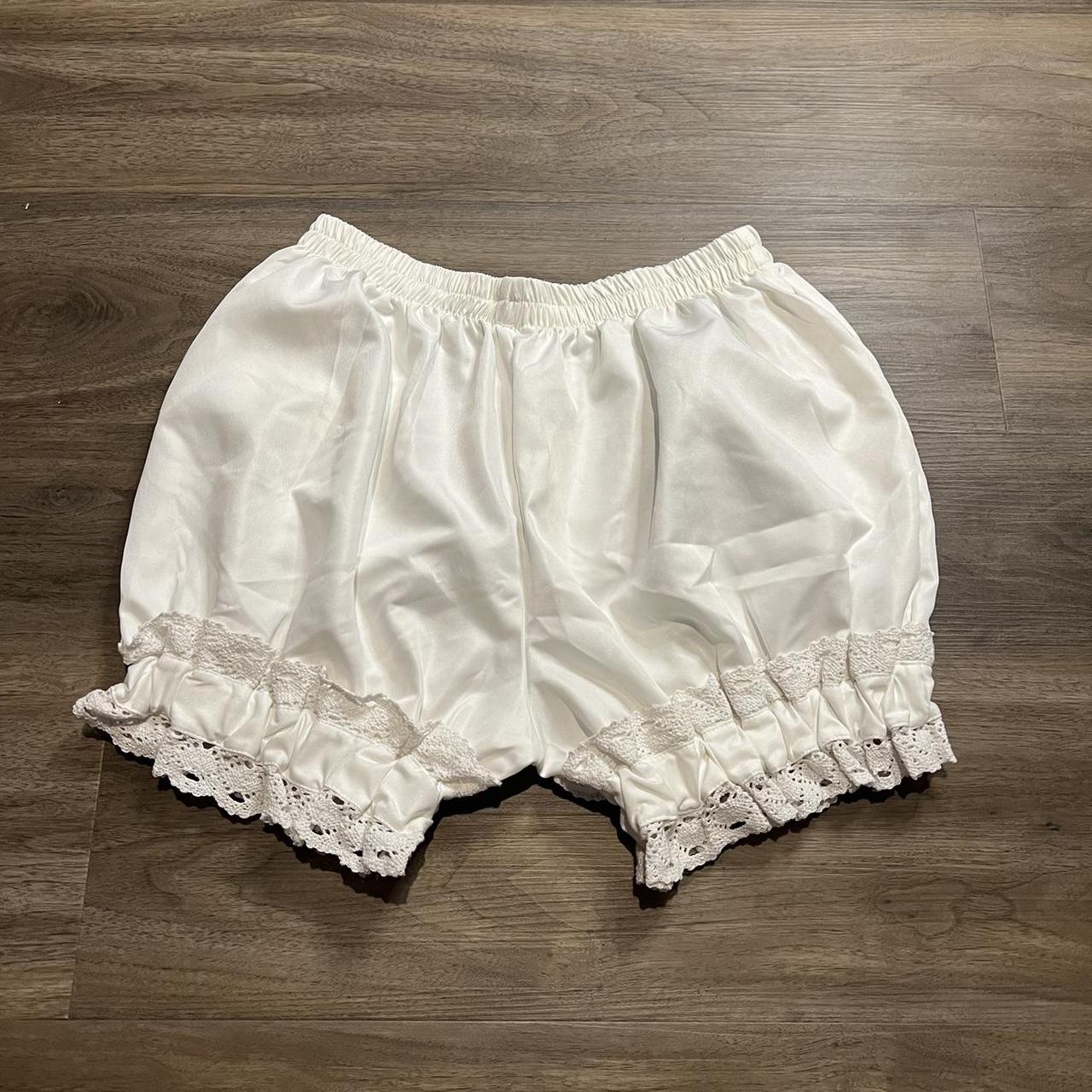 bloomer shorts lacey crochet at the bottom, size... - Depop